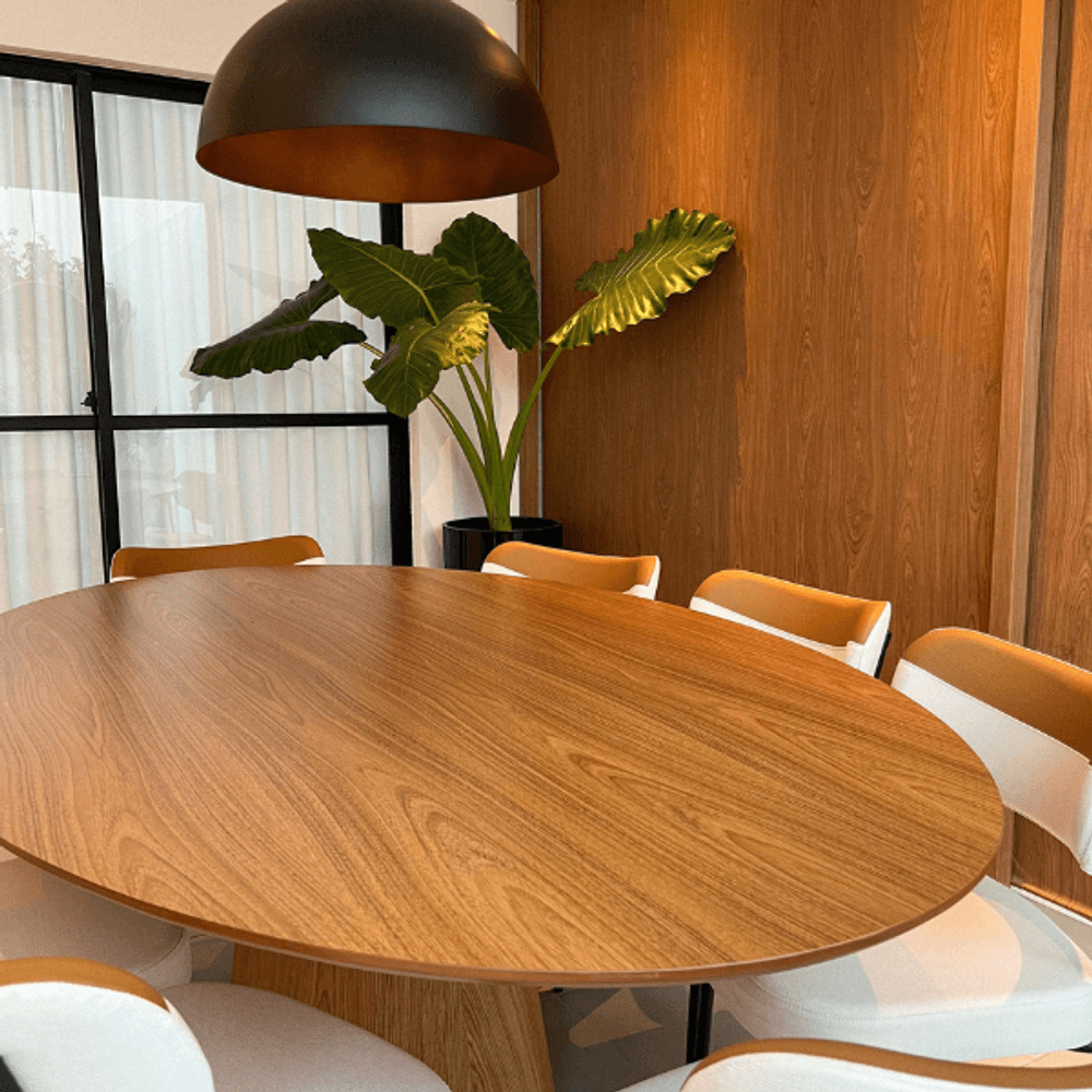 Mesa de Jantar Cone Oval 235x122 cm Tampo Freijó Base Freijó - artdesign