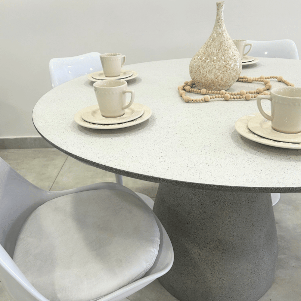 Mesa de Jantar Cone Balonê Redonda 100 cm Tampo Granilite Base ...